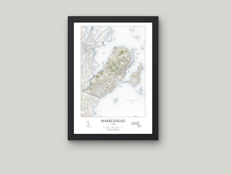Map of Marblehead Massachusetts Map Print: SHORELINE Style Travel ...