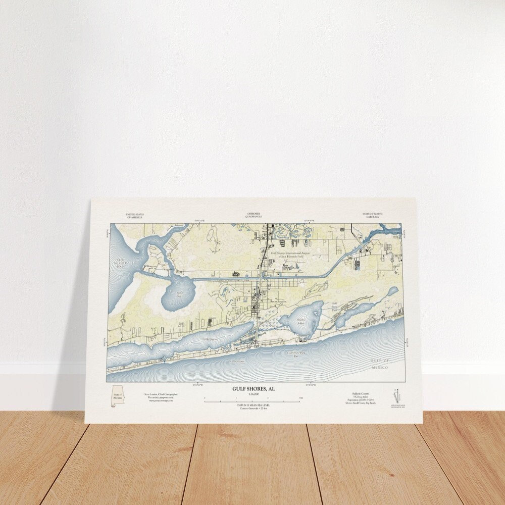 Gulf Shores Map Gulf Coast Home Decor - Etsy