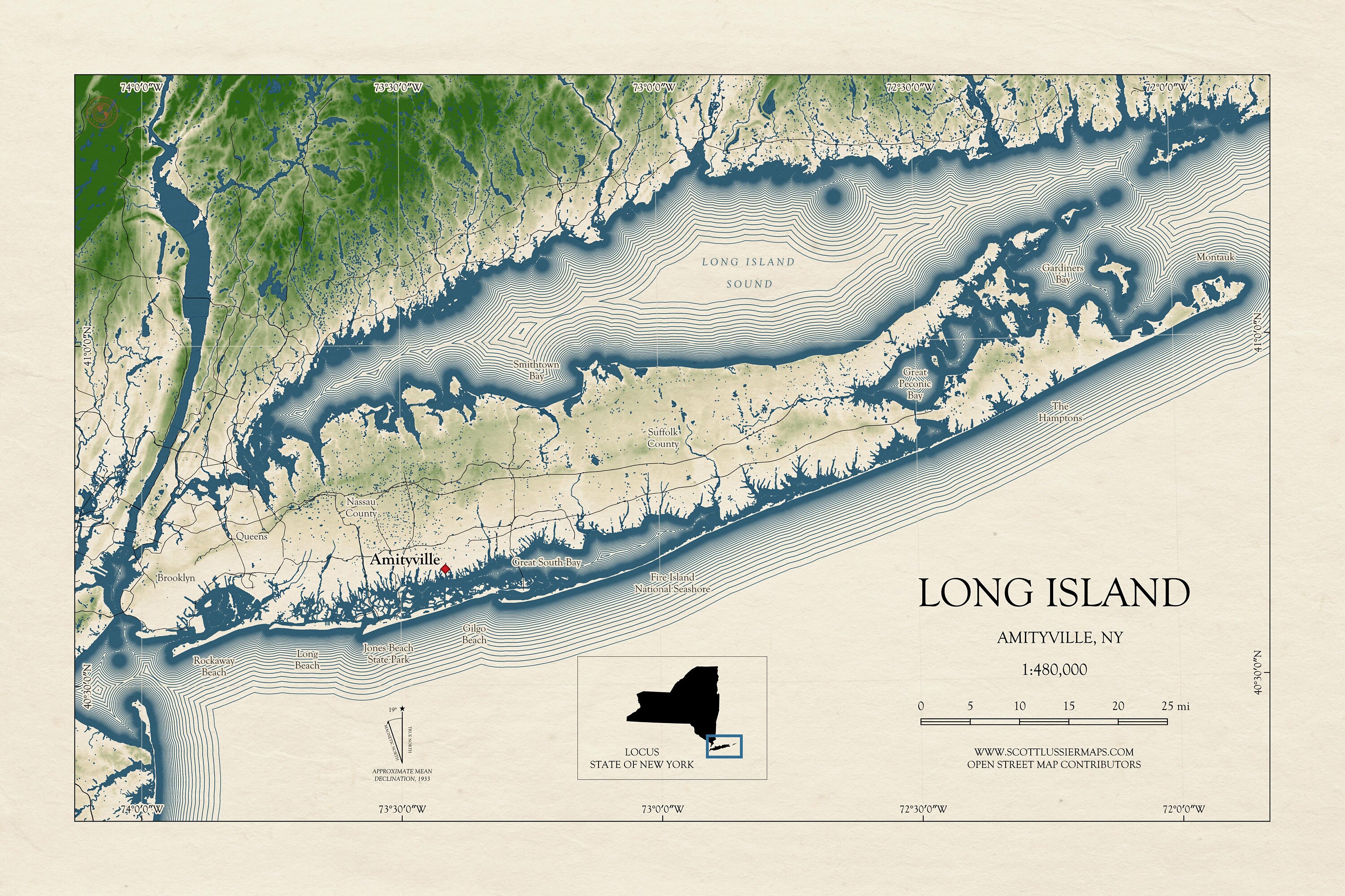 Long Island Amityville Map, Long Island NY, Long Island Print, Long ...