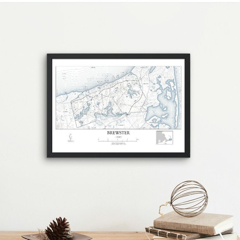 Brewster Map Art, Brewster Cape Cod Print, Map of Brewster Nautical ...