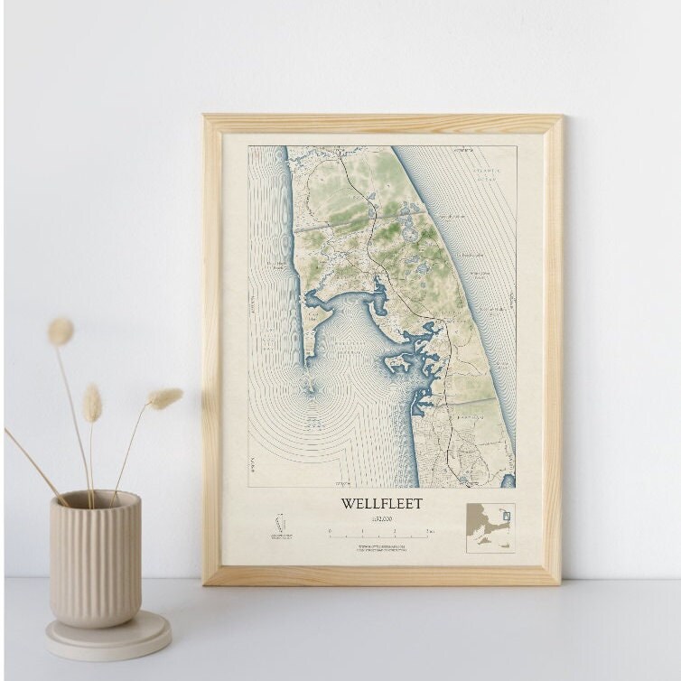Wellfleet Map Cape Cod Print, Wellfleet MA Map Art, Wellfleet Vintage ...