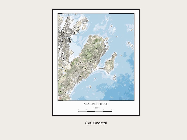 Map of Marblehead Massachusetts Map Print: Coastal Style Travel Poster ...