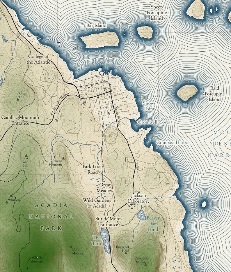Bar Harbor Map, Bar Harbor, Maine, Maine Map, Maine, City Map, Town Map ...