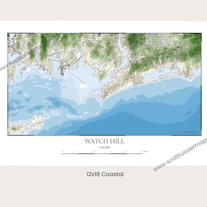 Map of Watch Hill Rhode Island Map Art Print: Coastal Travel Decor ...