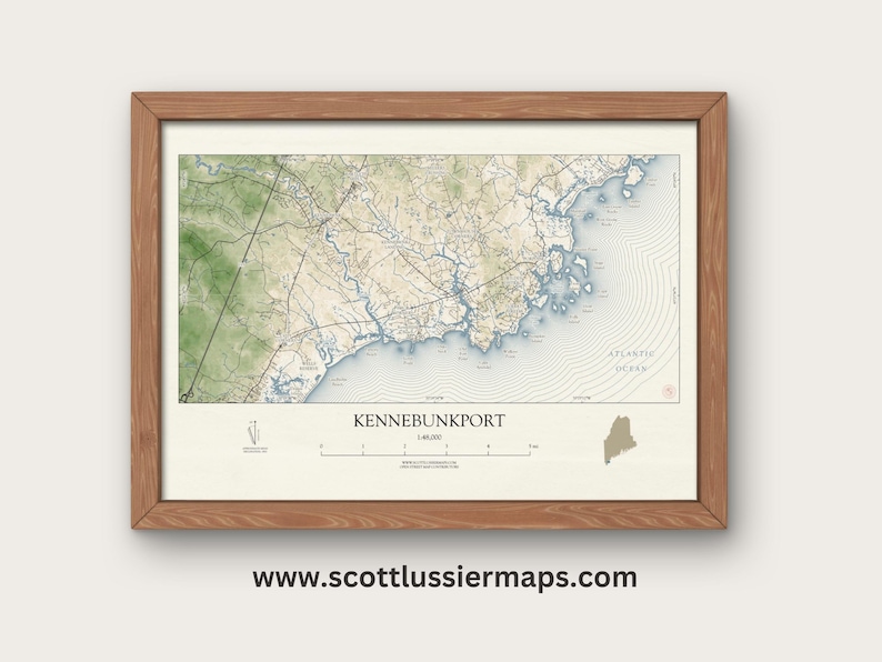 Kennebunkport Map VINTAGE Maine ME Print Art Wall Decor Travel Memory ...