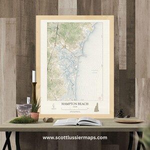 Hampton Beach NH Map VINTAGE Print Art Wall Decor Travel Memory ...