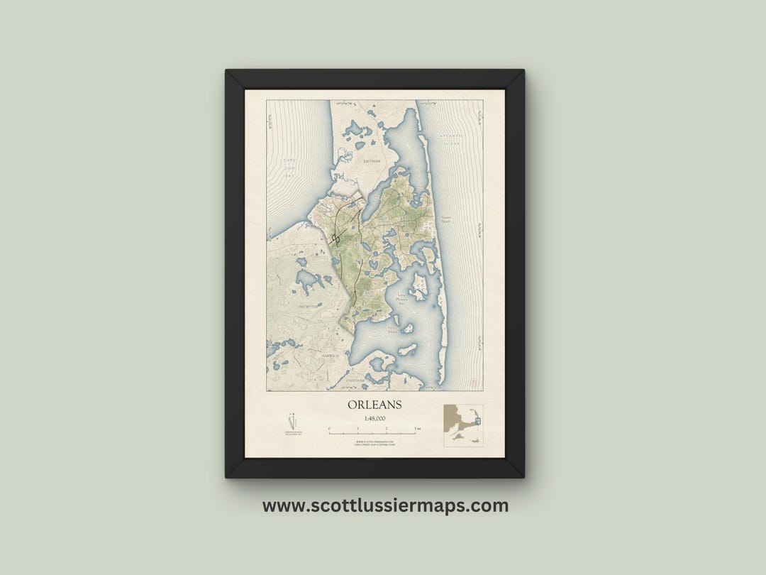 Map of Orleans Cape Cod Massachusetts Map Art Print Travel Poster ...