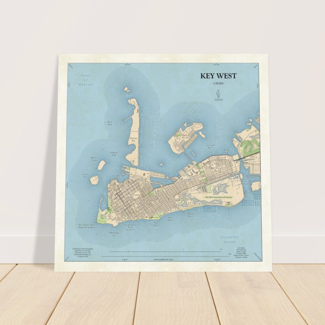 Key West Map Old Topo Style - Etsy