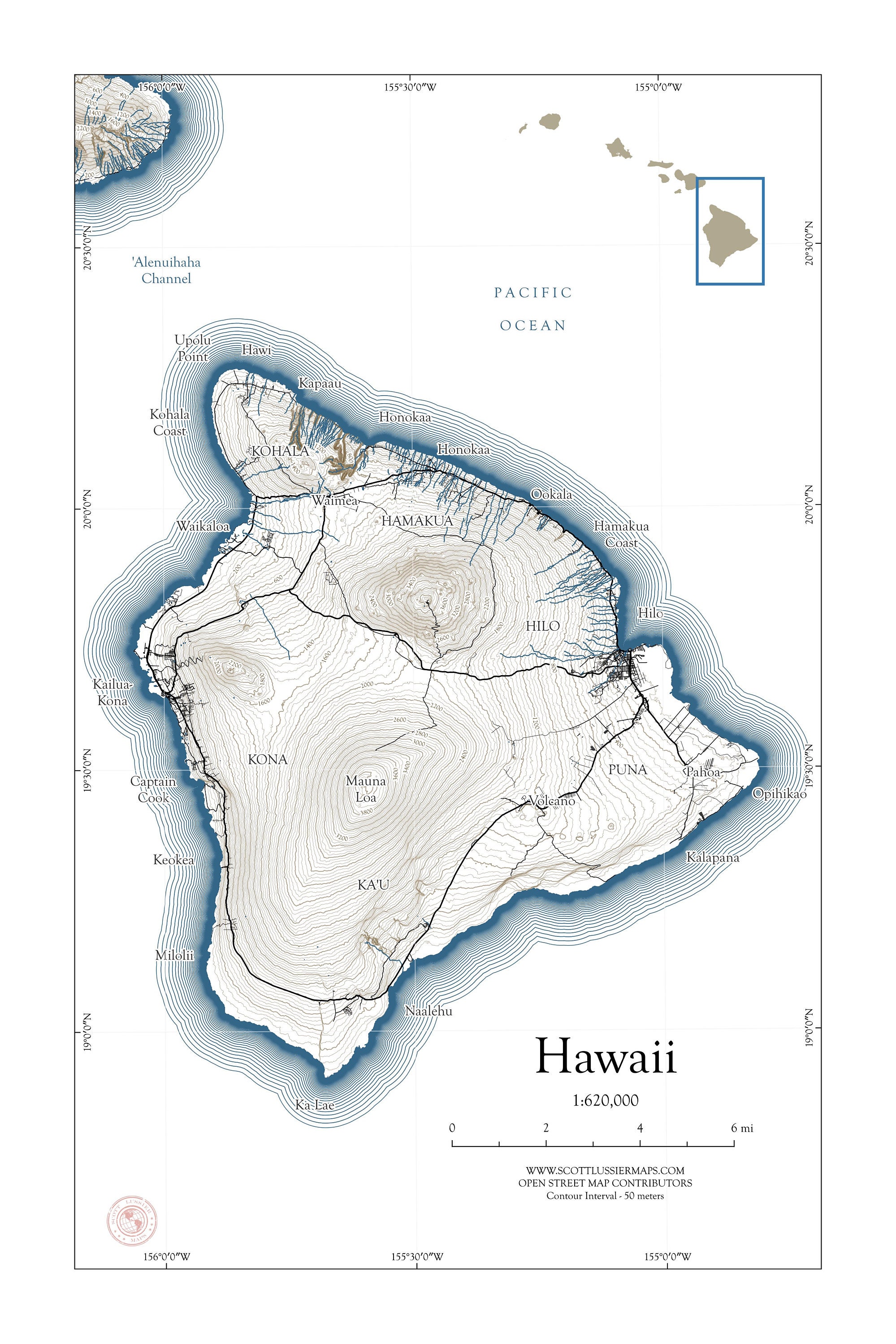 Hawaii Map, Hawaiian Island Maps, Hawaii Print, Hawaii Art, Hawaii Wall ...