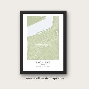 Map of Back Bay Boston Wall Art Print Poster Travel Home Decor ...