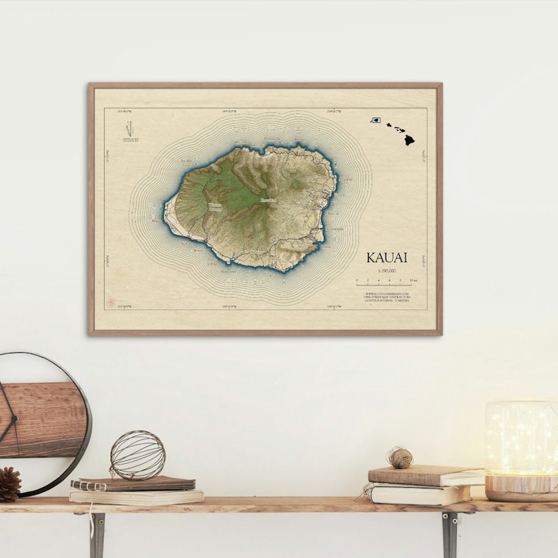 Kauai Map, Kauai Hawaii, Kauai Island Map, Kauai Print, Kauai Art ...