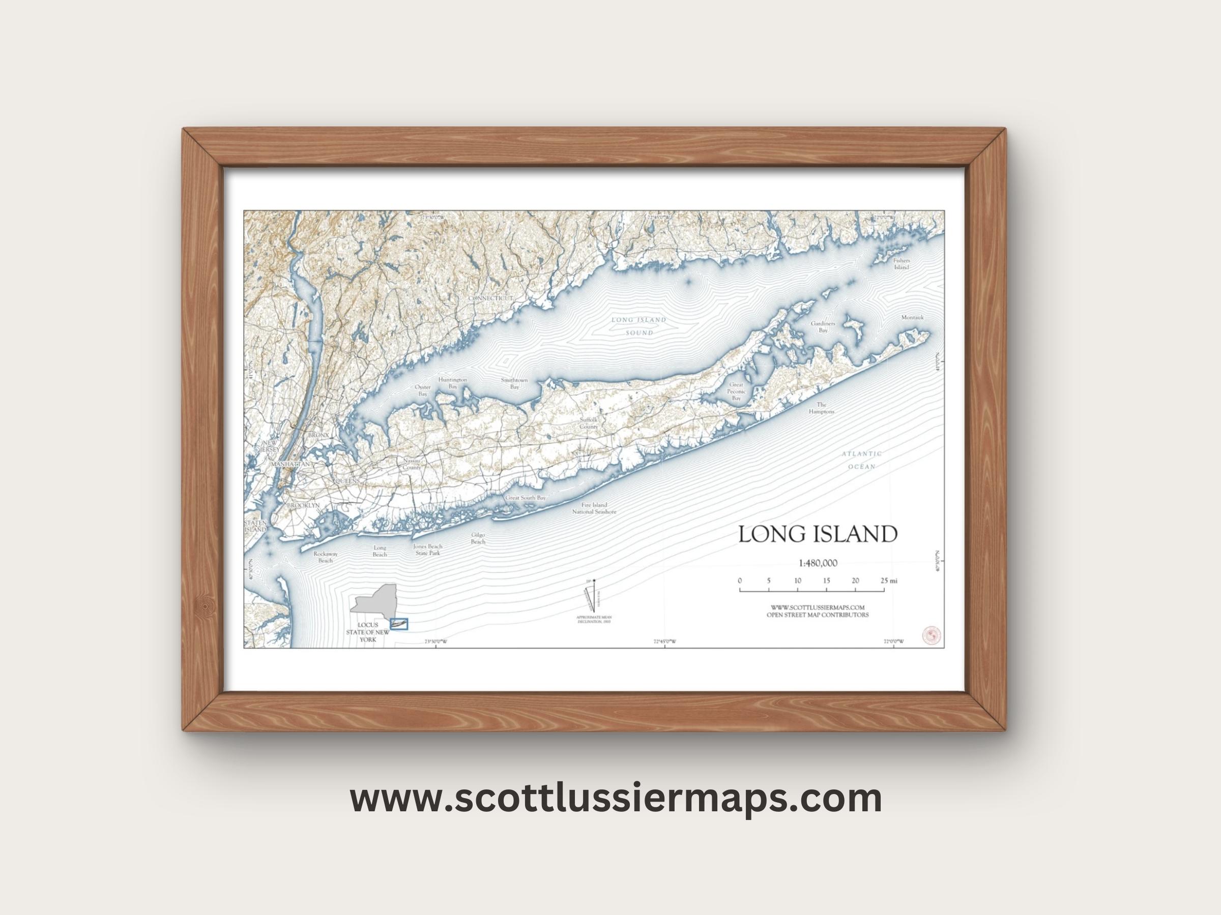 Map of Long Island New York Map Print: Vintage or Nautical Art Poster ...