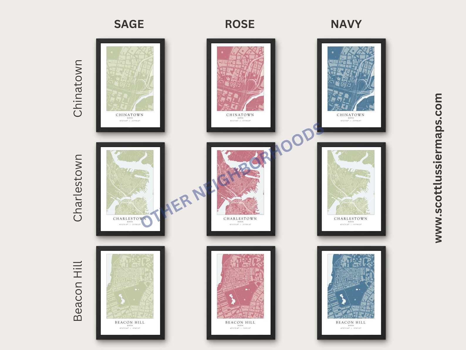 Map of Back Bay Boston Wall Art Print Poster Travel Home Decor ...