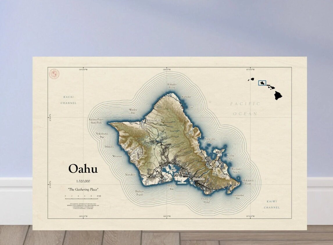 Oahu Map, Oahu Hawaii, Oahu Island Map, Oahu Print, Oahu Art, Oahu Wall ...