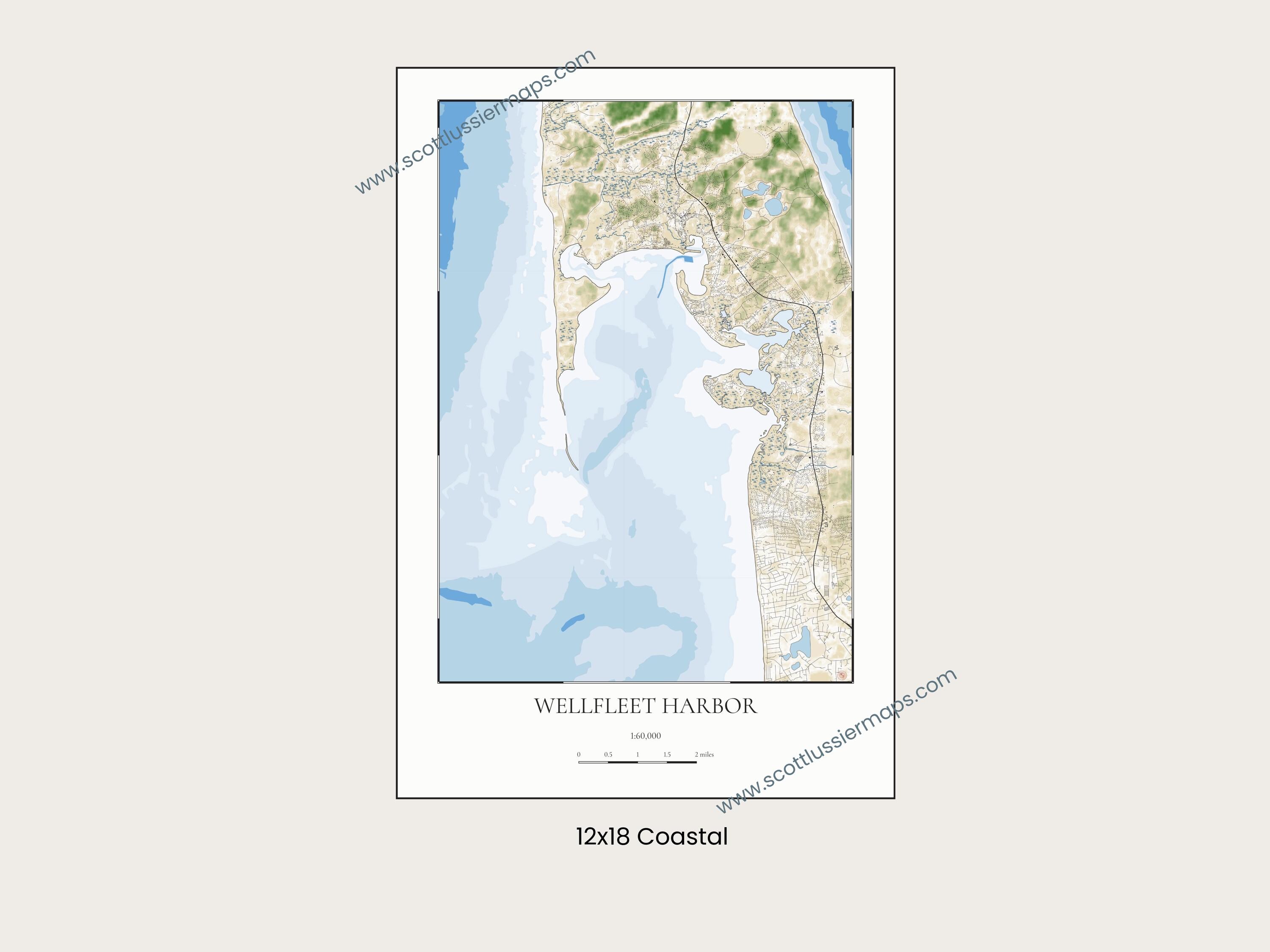 Map of Wellfleet Harbor Massachusetts Cape Cod Map Art Print Travel ...