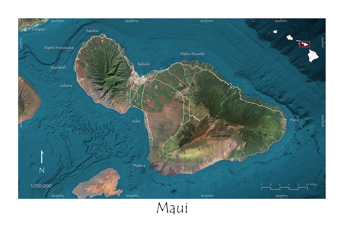 Satellite Map of Maui Instant Digital Download - Etsy