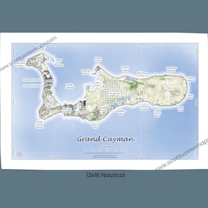 Grand Cayman Island Map WATERCOLOR Map Print Art Wall Deco Poster ...