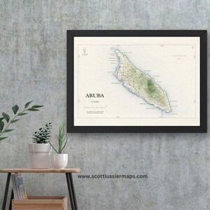 Aruba Map VINTAGE Island Print Art Wall Decor Travel Memory Navigation ...