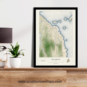 Bar Harbor Map VINTAGE Maine ME Print Art Wall Decor Travel Memory ...