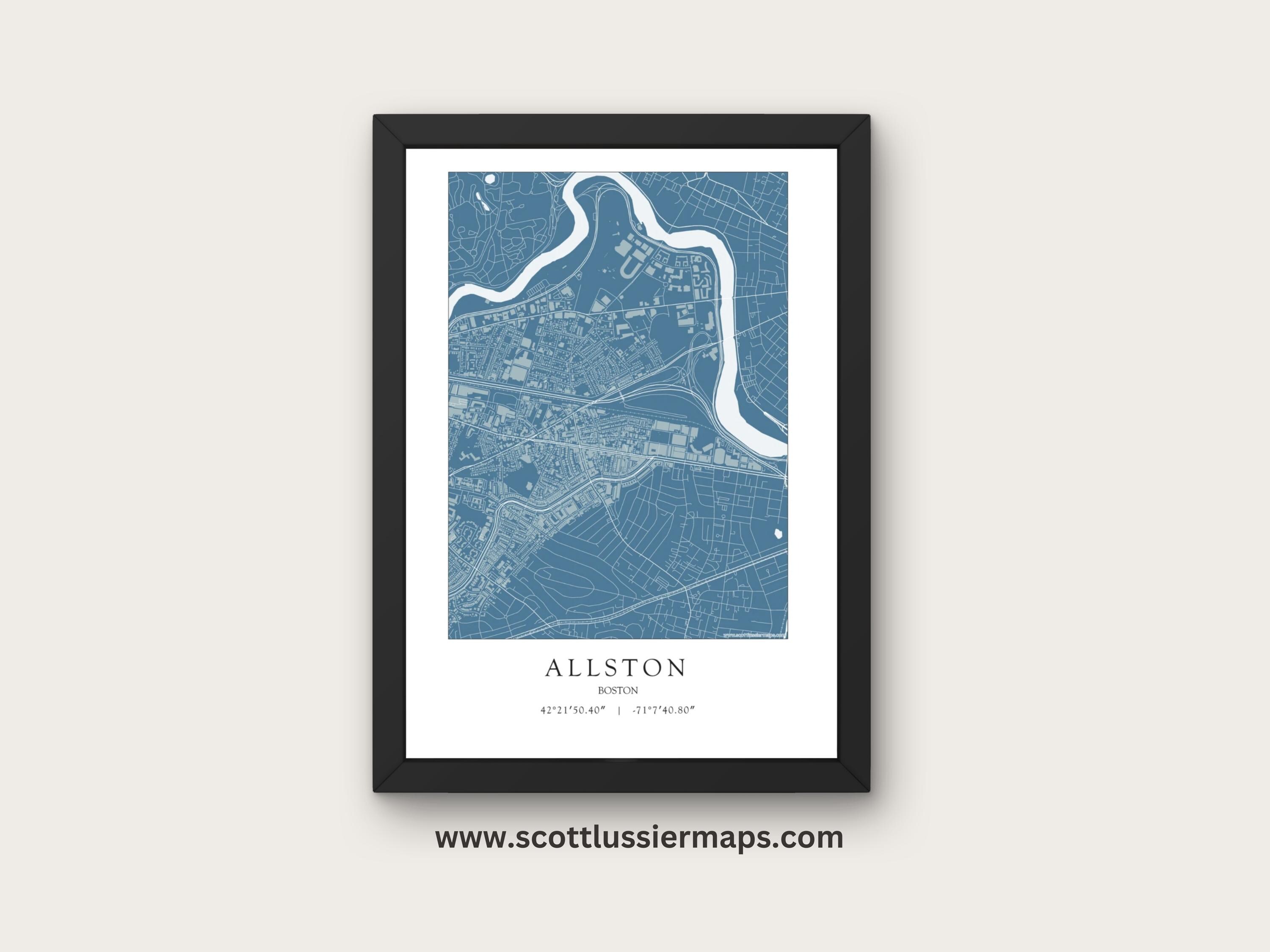 Map of Allston Boston Wall Art Print Poster Travel Home Decor ...