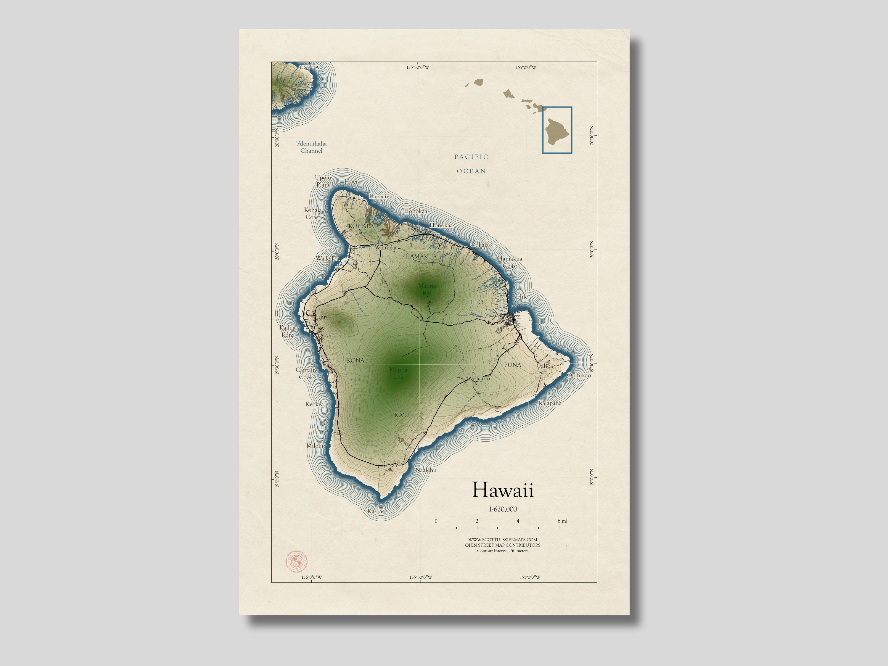 Hawaii Map, Hawaiian Island Maps, Hawaii Print, Hawaii Map Art, Hawaii ...