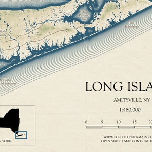 Long Island Amityville Map, Long Island NY, Long Island Print, Long ...