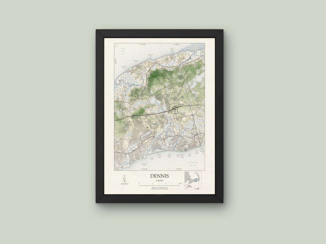 Dennis Cape Cod Map Art Print Travel Poster Vintage, Nautical or ...