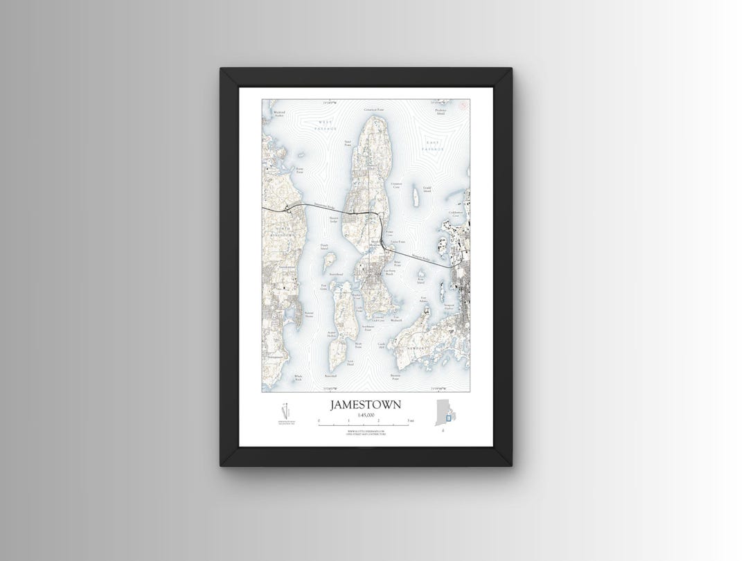 Jamestown RI Map NAUTICAL Print Art Wall Decor Poster Travel Memory ...