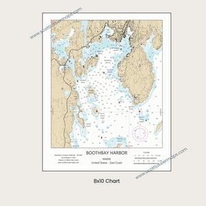 Map of Boothbay Harbor Maine Map Art Print Poster CHART or COASTAL ...