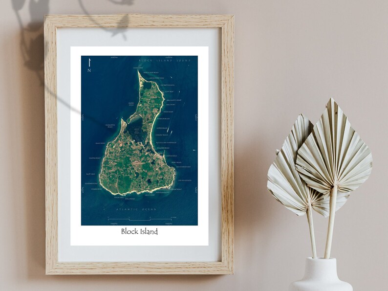 Block Island Map Satellite Image - Etsy