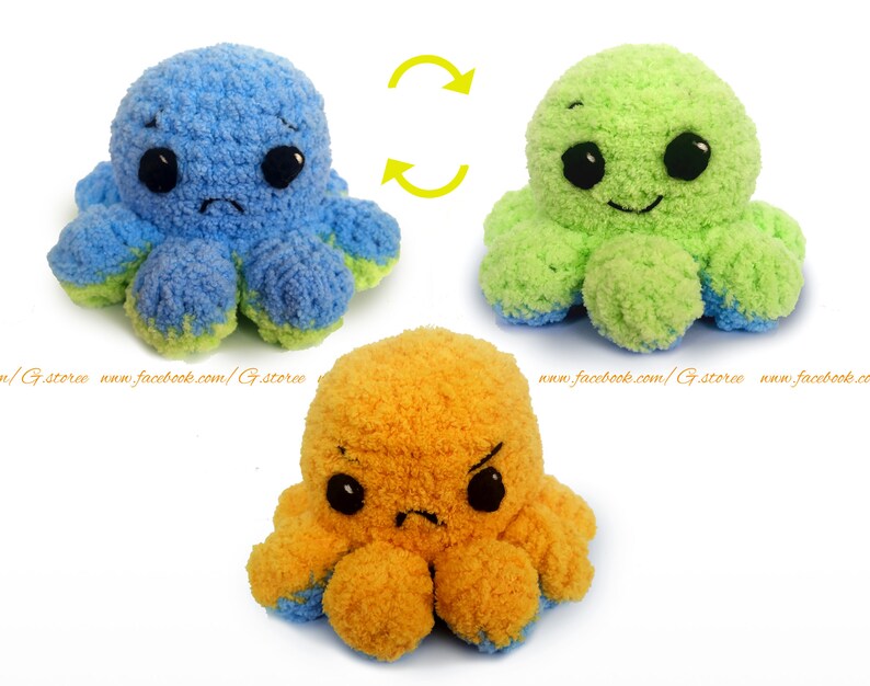 Reversible Mood Octopus Crochet Amigurumi Pattern - Etsy