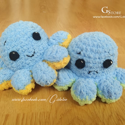 Reversible Flip Flop Mood Large Plush Octopus Toy PDF Crochet - Etsy