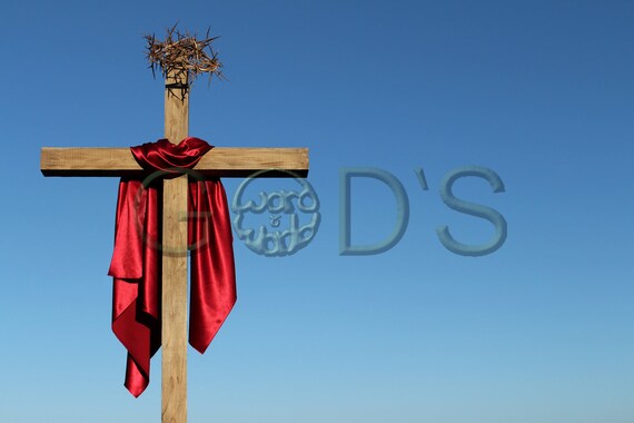 Jesus Cross With Red Cloth