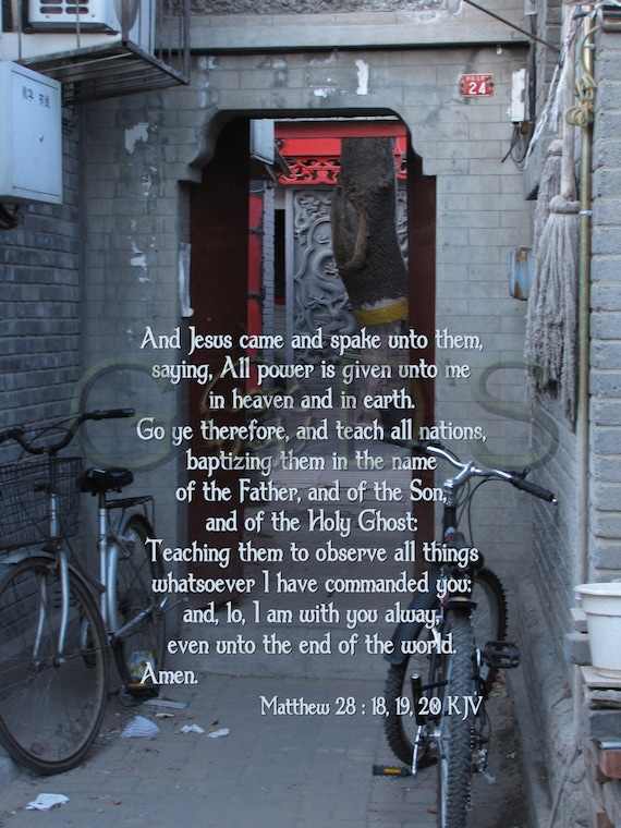 Matthew 28:18 19 20 KJV Scripture Picture Beijing China - Etsy