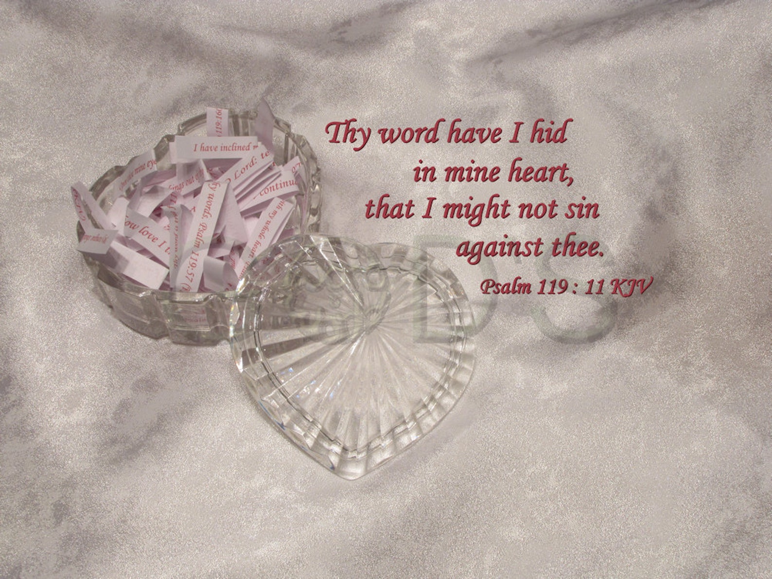 Psalm 119:11, KJV, Scripture Photo, Still Life Photography, Glass Heart ...