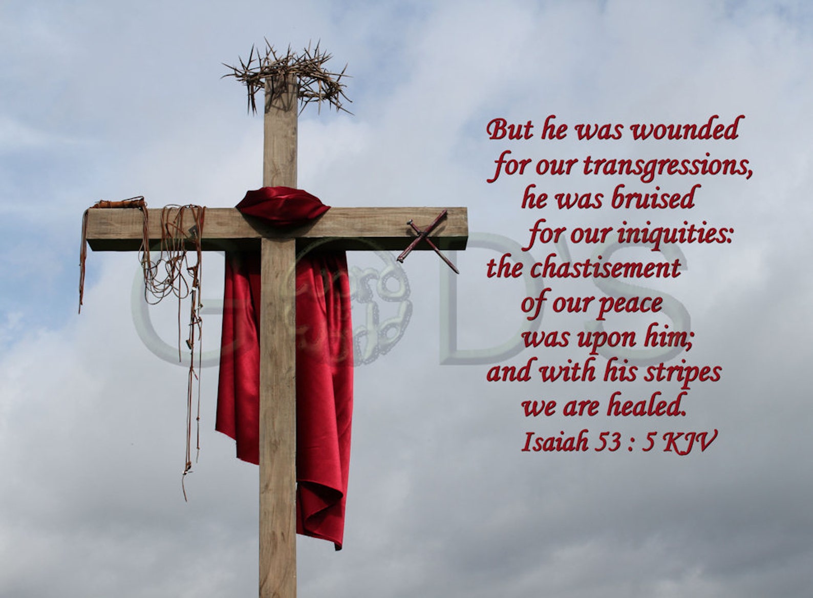 Isaiah 53:5, Scripture Picture, KJV, Item 156, Cross, Crown of Thorns ...