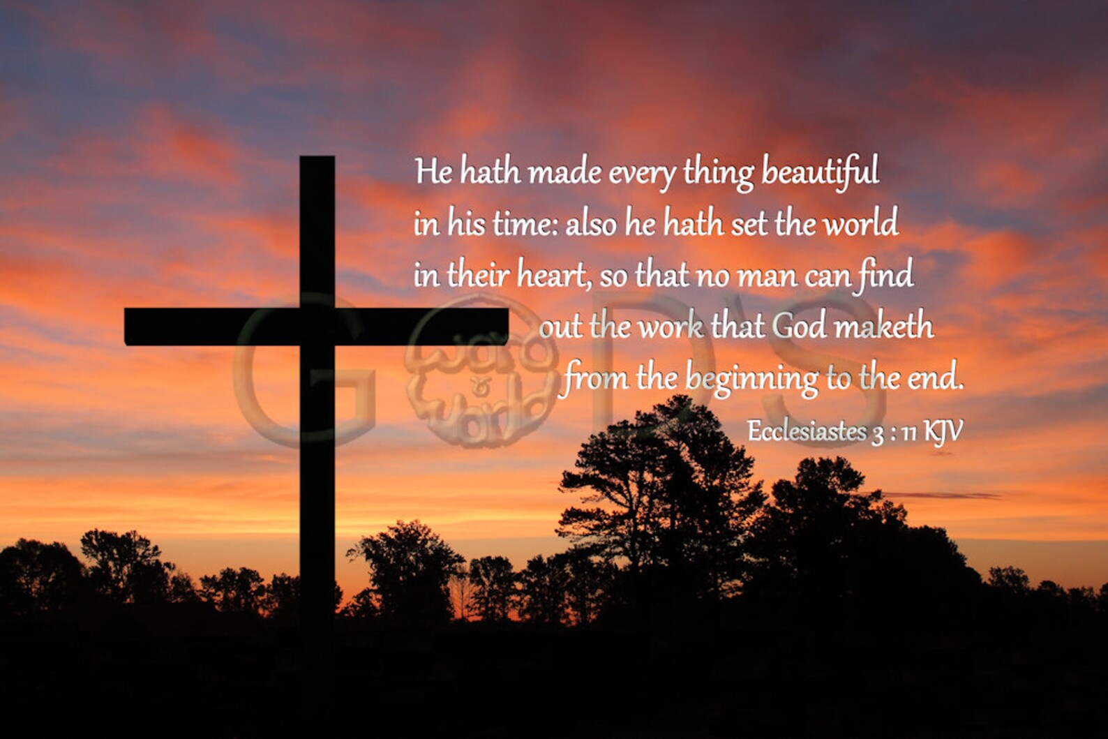 Ecclesiastes 3:11 KJV, Sunrise, Scripture Picture,cross, God's Timing ...