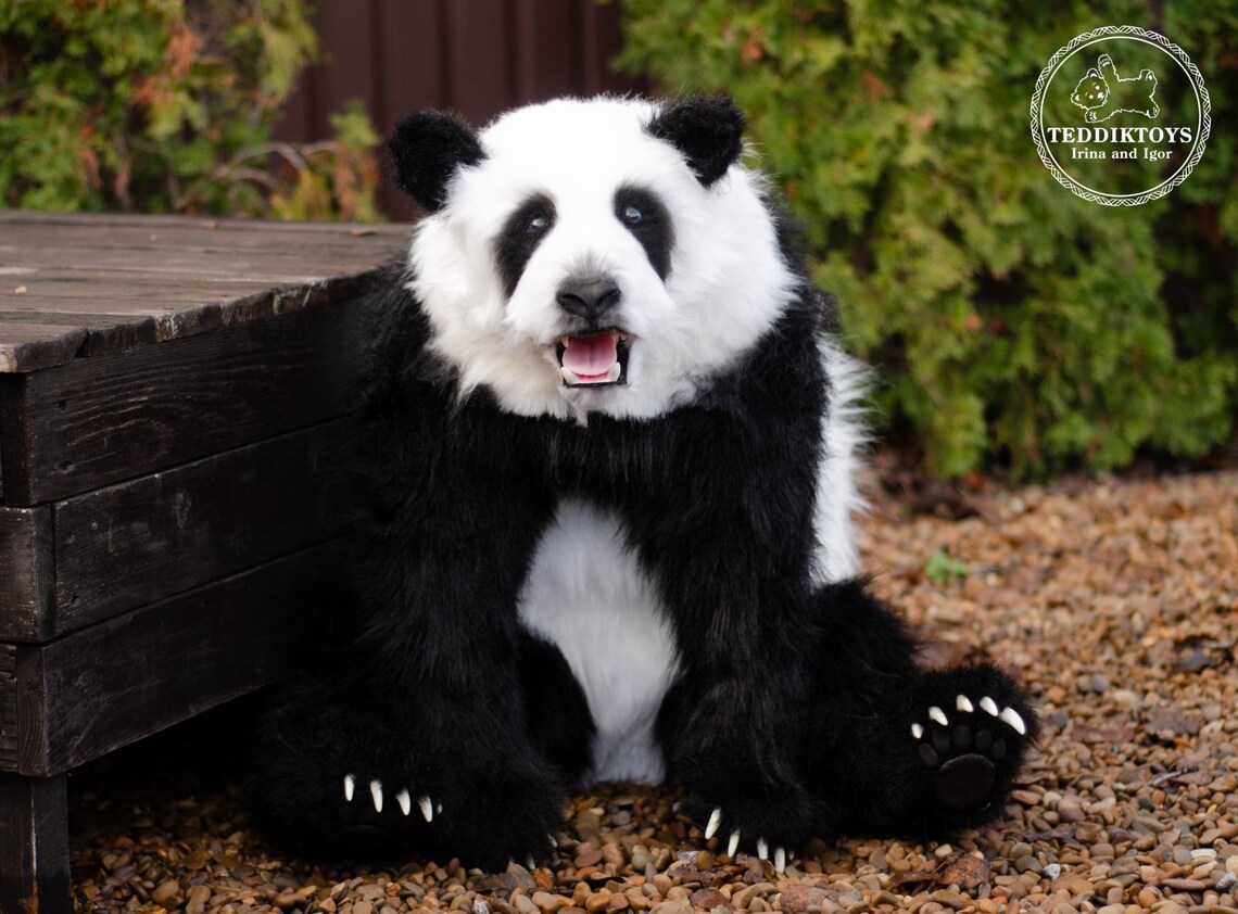 Panda Xiao Mo Handmade Plush Collectible Stuffed Toy Teddy Bear Big ...