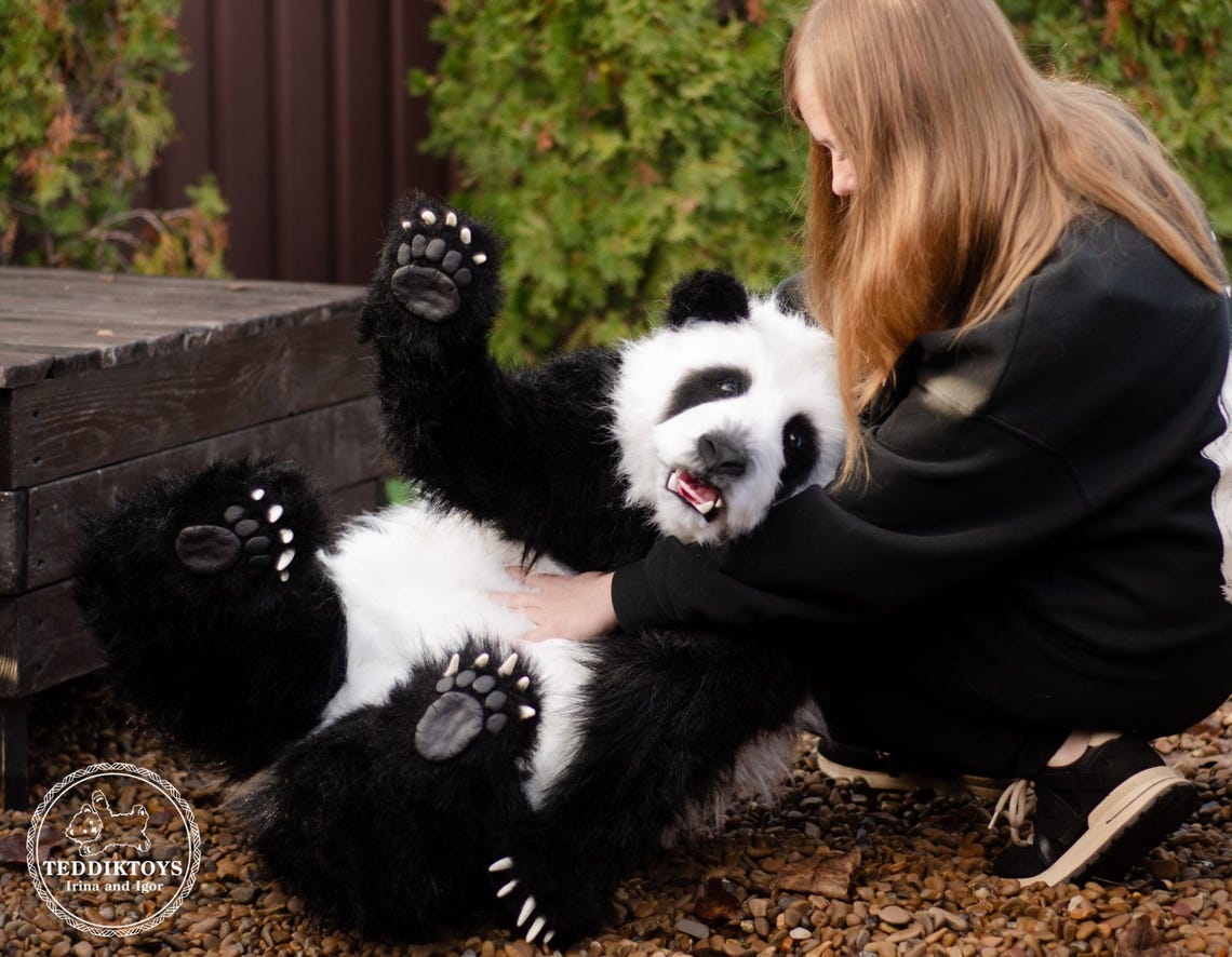 Panda Xiao Mo Handmade Plush Collectible Stuffed Toy Teddy Bear Big ...