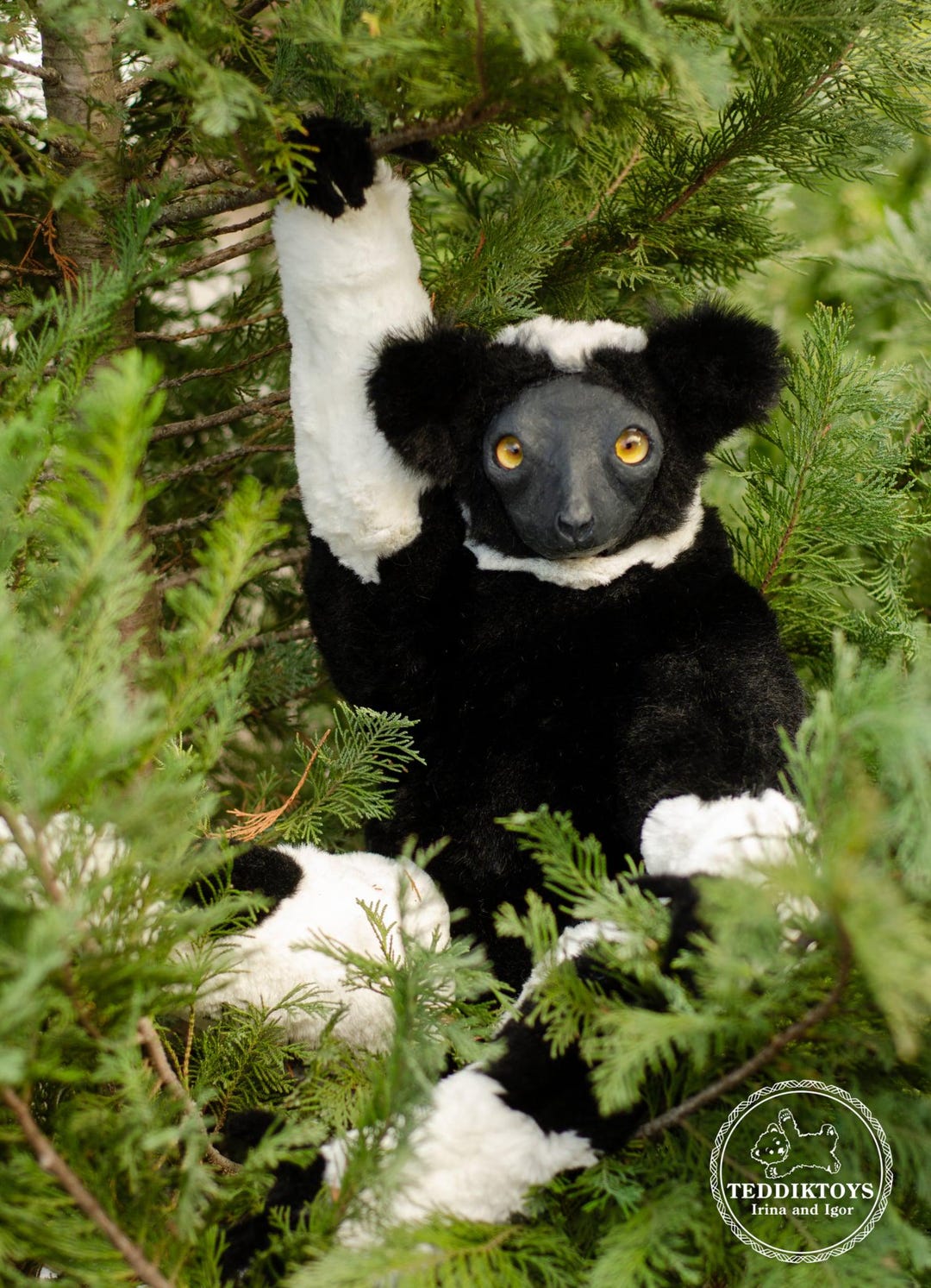 Handmade Realistic Indri Lemur Plush – Custom Soft Toy, Poseable ...