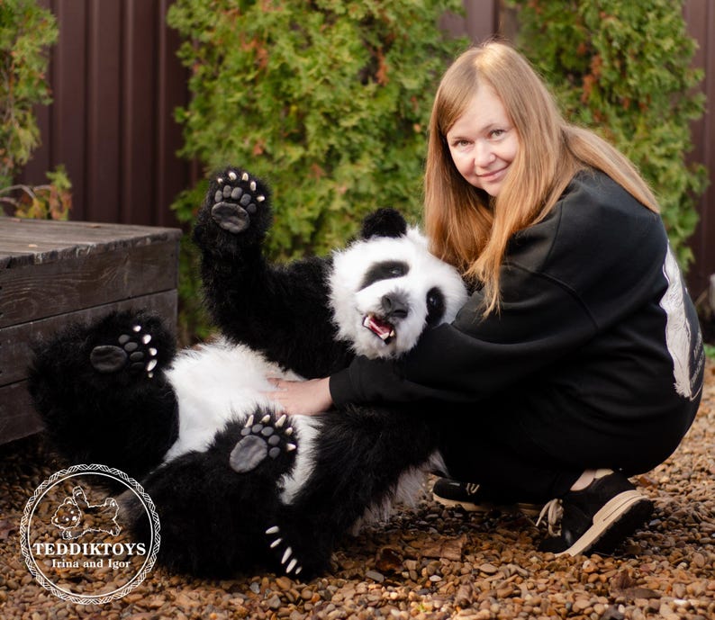 Panda Xiao Mo Handmade Plush Collectible Stuffed Toy Teddy Bear Big ...