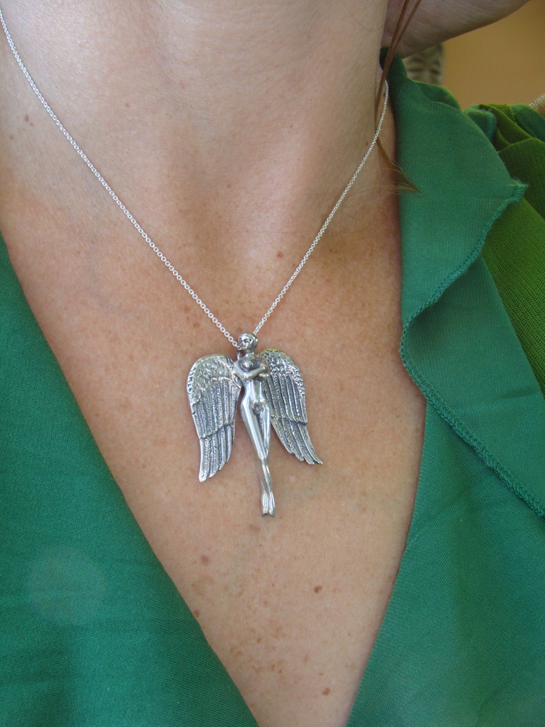 Faith Silver Angel Pendant - Etsy