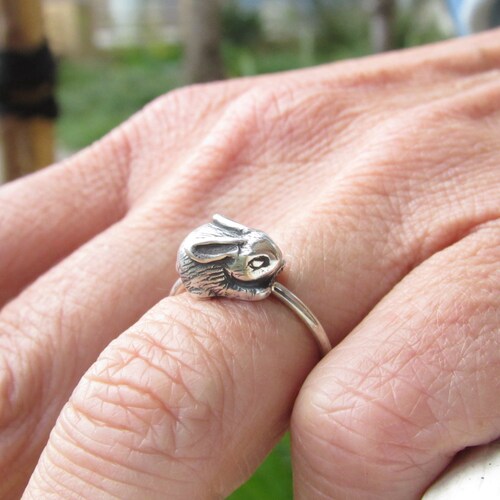 Bunny Love Ring Sterling With Blue and Pink Sapphire Eyes - Etsy
