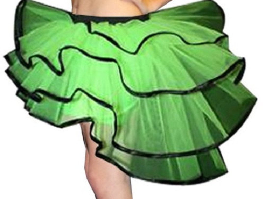 Green Uv Neon Peacock Bustle Burlesque Tutu Ribbon Skirt Dance Fancy ...