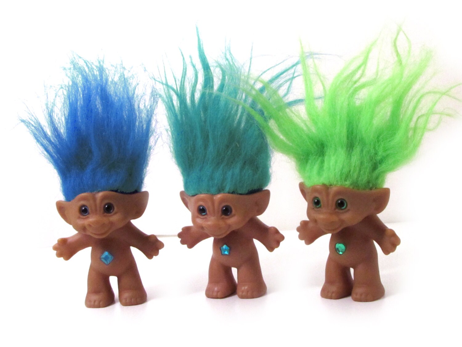 Jewel Belly Treasure Troll Dolls by Ace Novelty Co Aqua Star | Etsy