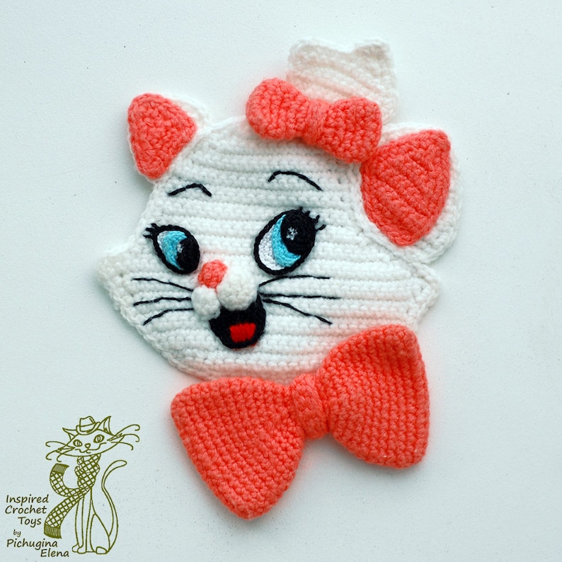 026 Crochet applique pattern. Kitten Marie face. Cat amigurumi | Etsy