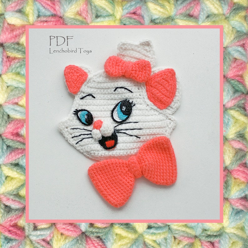 026 Crochet applique pattern. Kitten Marie face. Cat amigurumi | Etsy