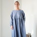 Margo Sky Blue Linen Dress - Linen Dress - Fall Linen Dress - Long ...