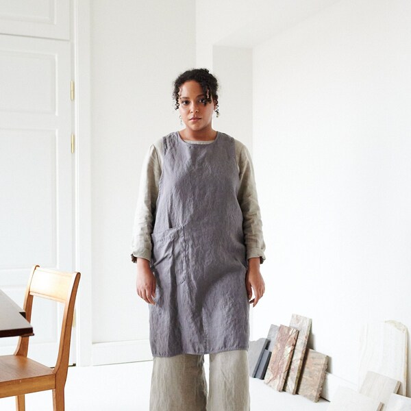 Gray Linen Apron - Etsy