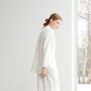 Lyn Milky White Shirt - Loose Linen Shirt - Linen Shirt - Drop Shoulder ...